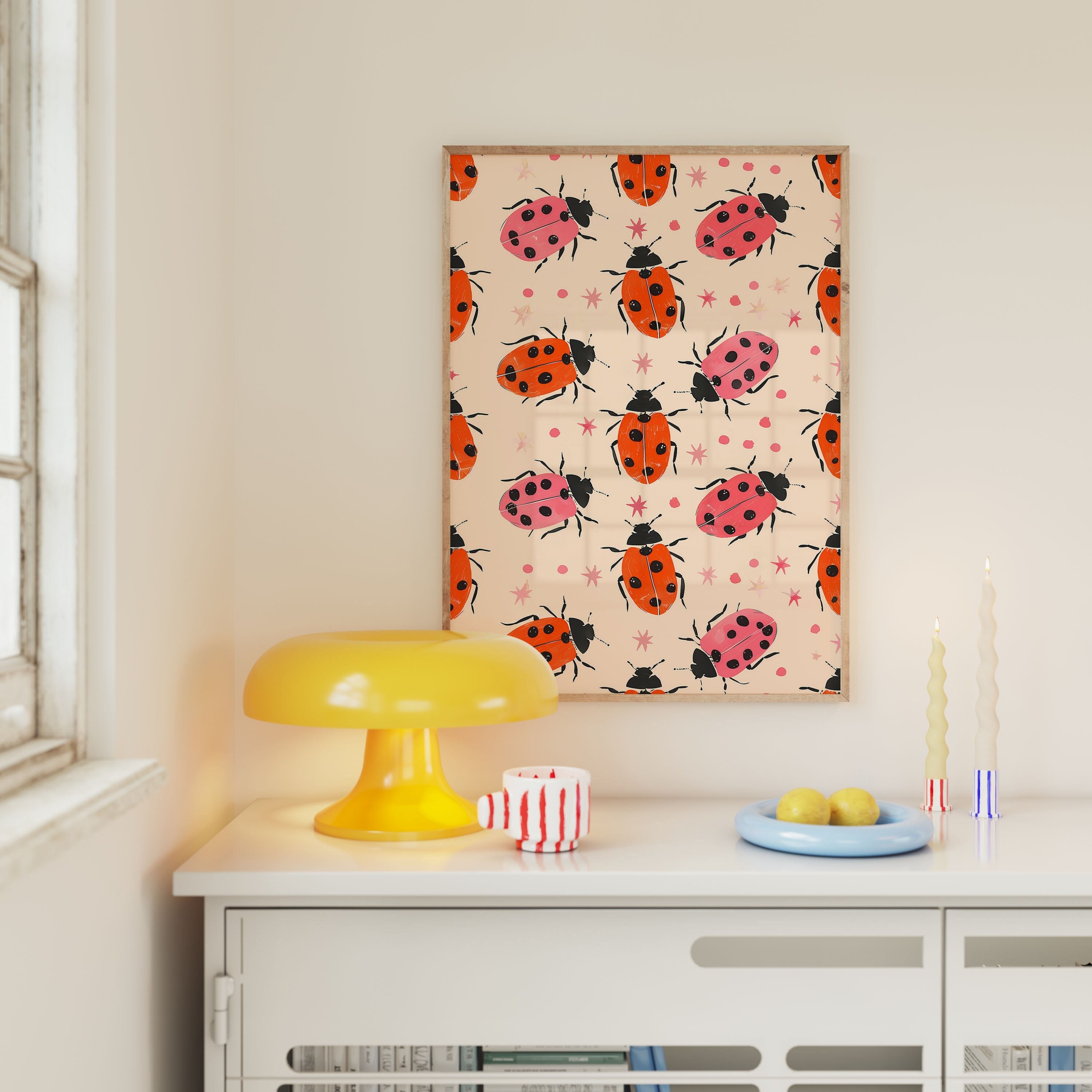 Ladybug Print, Danish Pastel Poster, Preppy College Dorm, Dopamine ...