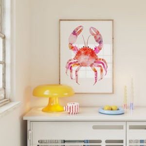 Pink Watercolour Crab Poster, Beachy Room Decor, Preppy Dorm Decor ...