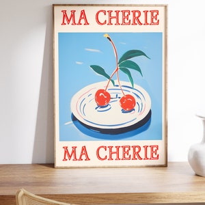 Cherry Poster Cherries Print Cherie Affiche Retro Wall Art Henri ...