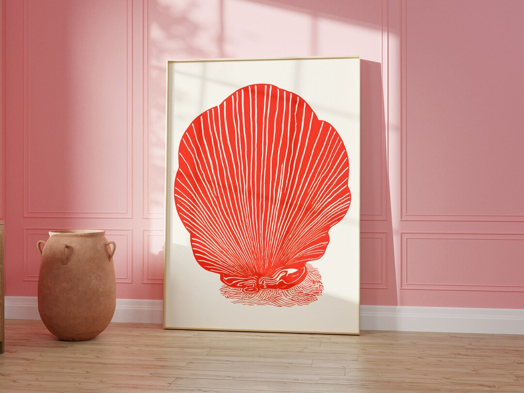 Seashell Poster Trendy Coastal Print Minimalist Beach House Beachy Wall ...