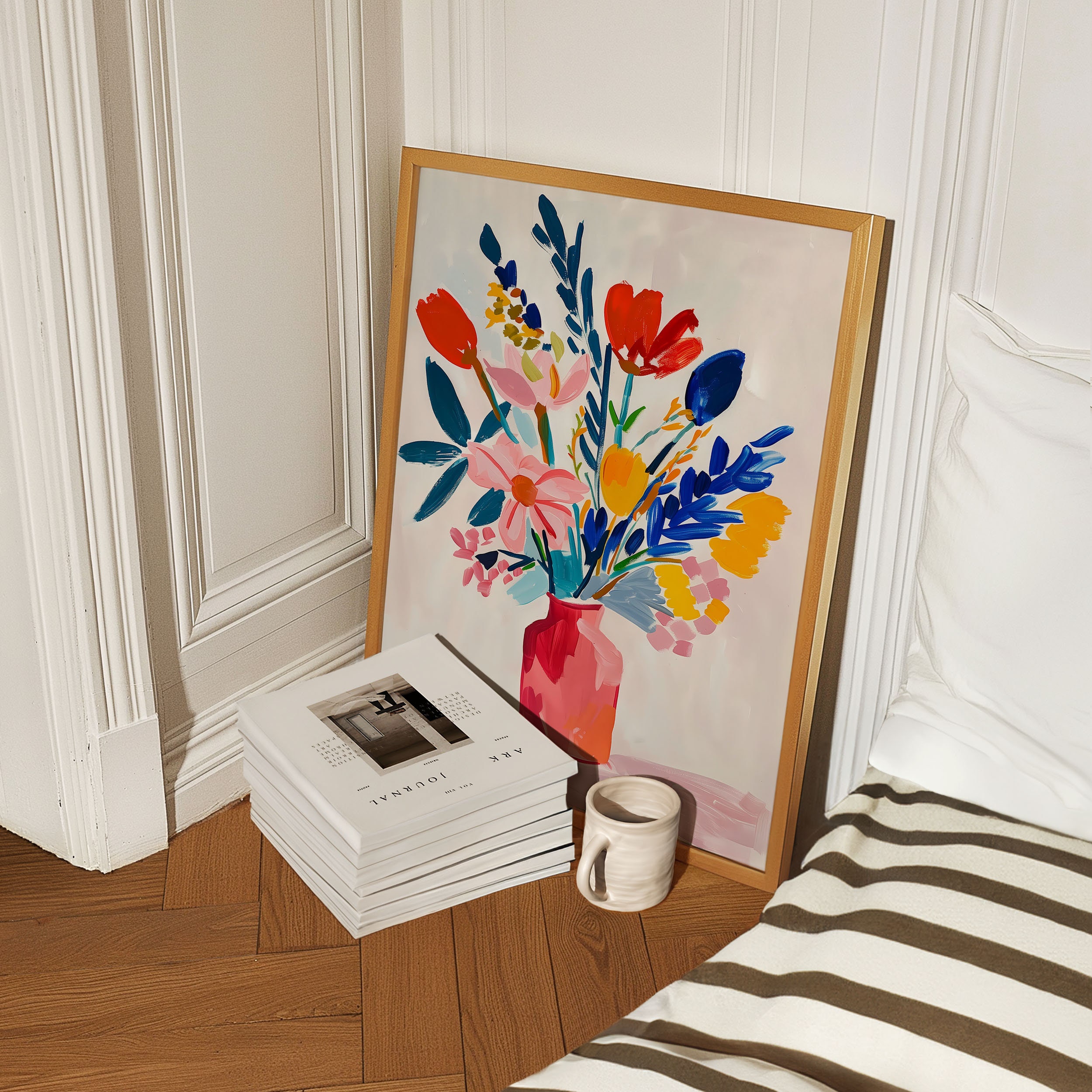 Pink Flowers Poster, Maximalist Wall Art, Flower Market Print, Dopamine ...