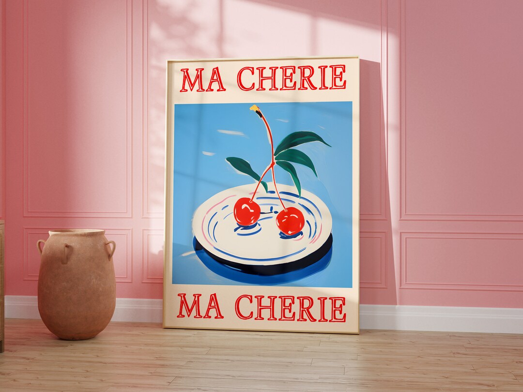 Cherry Poster Cherries Print Cherie Affiche Retro Wall Art Henri ...