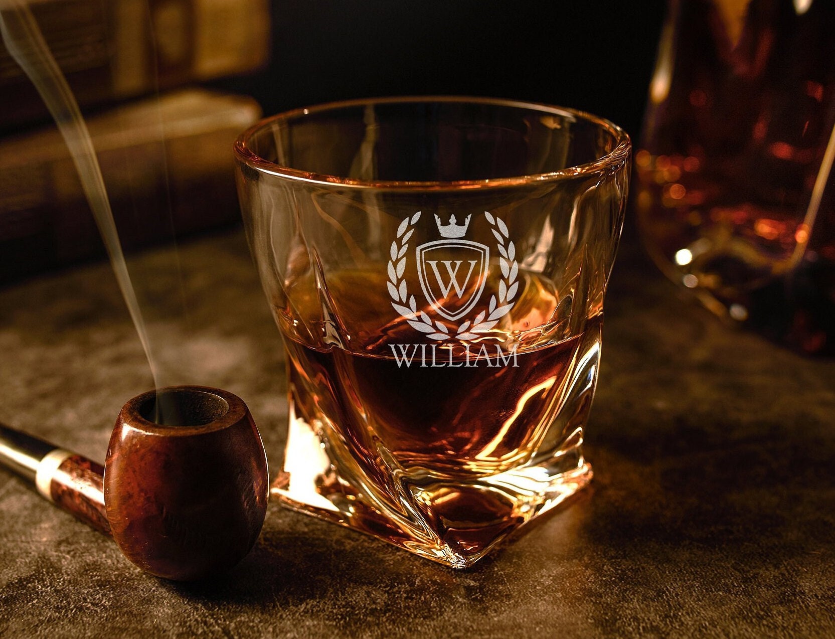 Monogrammed Twisted Whiskey Glass 11 Oz, Graduation, Retirement Gift - Etsy