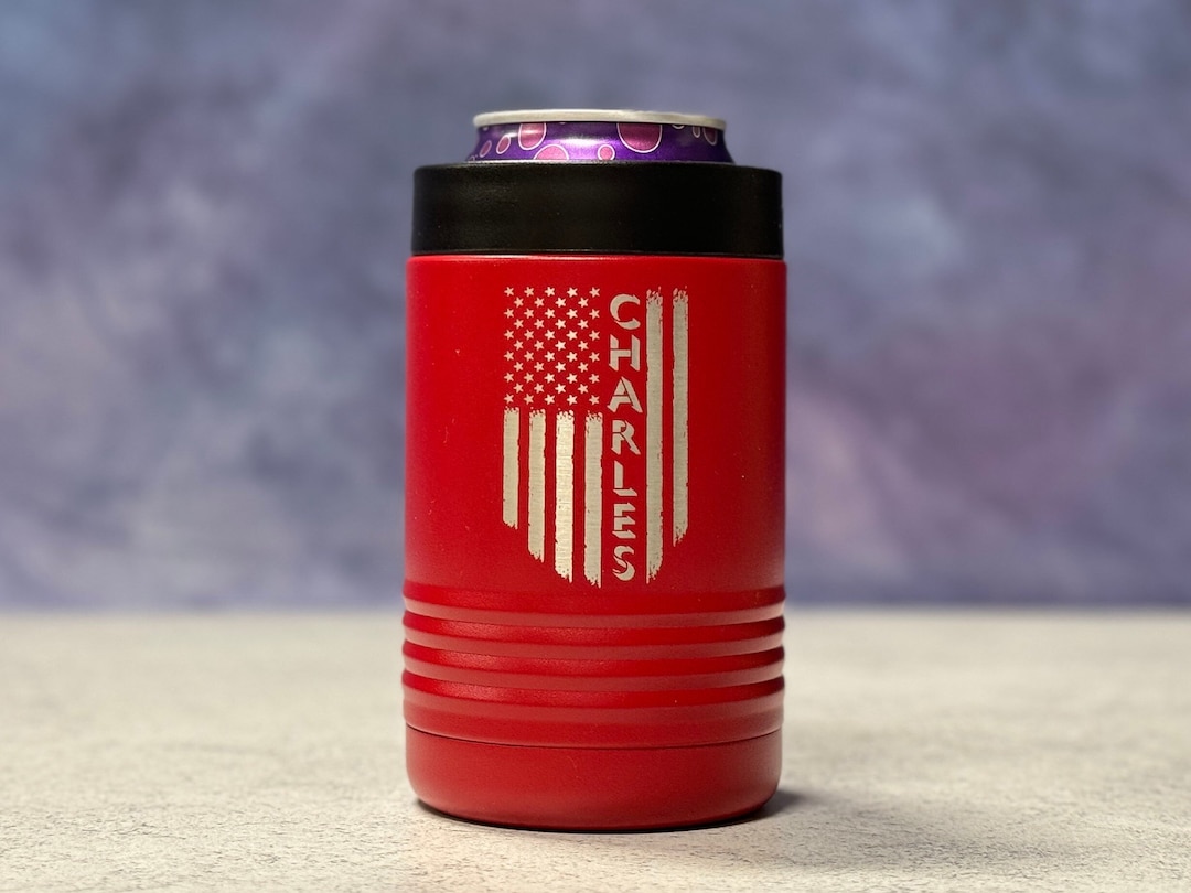 Personalized Can Coolers, Personalized Cozies With American Flag - Etsy
