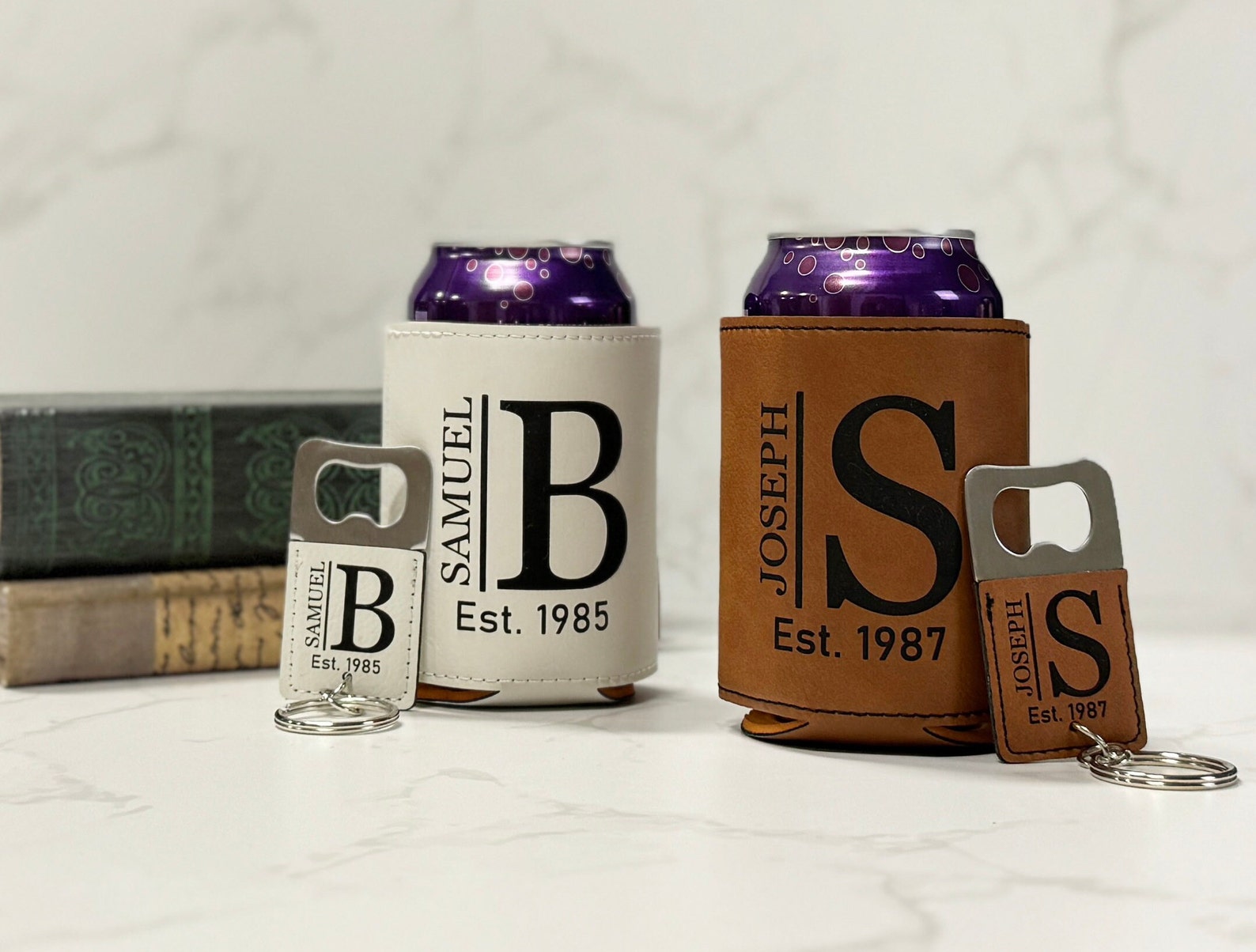 Laser Engraved Can Cooler With Bottle Opener, Personalized Monogrammed ...