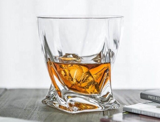 Monogrammed Twisted Whiskey Glass 11 Oz, Graduation, Retirement Gift - Etsy