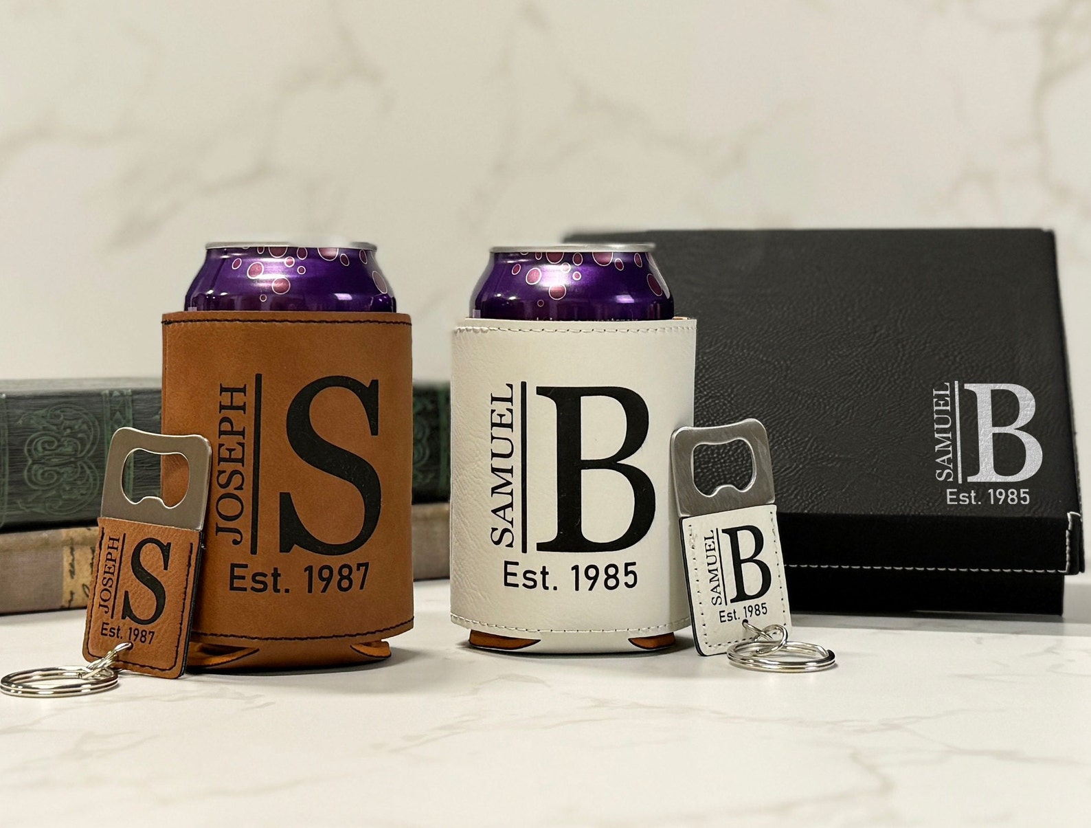 Laser Engraved Can Cooler With Bottle Opener, Personalized Monogrammed ...