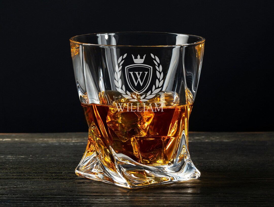 Monogrammed Twisted Whiskey Glass 11 Oz, Graduation, Retirement Gift - Etsy