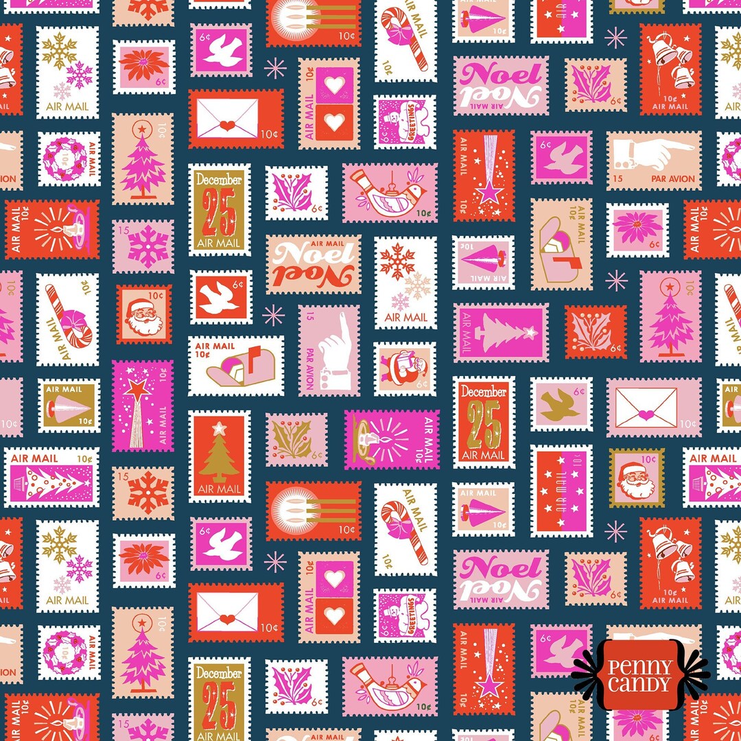 CHRISTMAS Postage Stamps Digital SEAMLESS Repeat PATTERN for Commercial ...