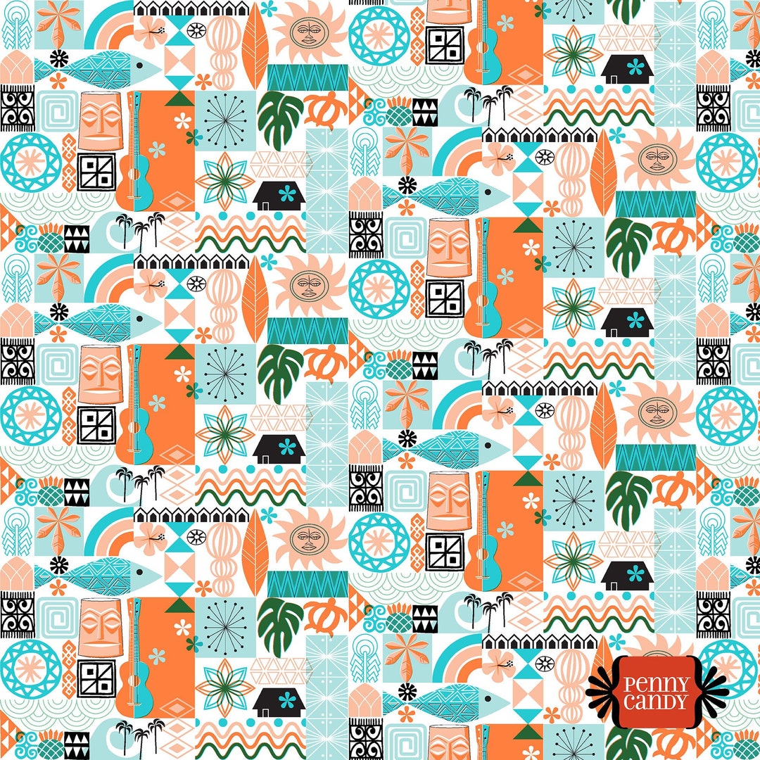HAWAIIAN Midcentury Modern Digital SEAMLESS Repeat PATTERN for ...