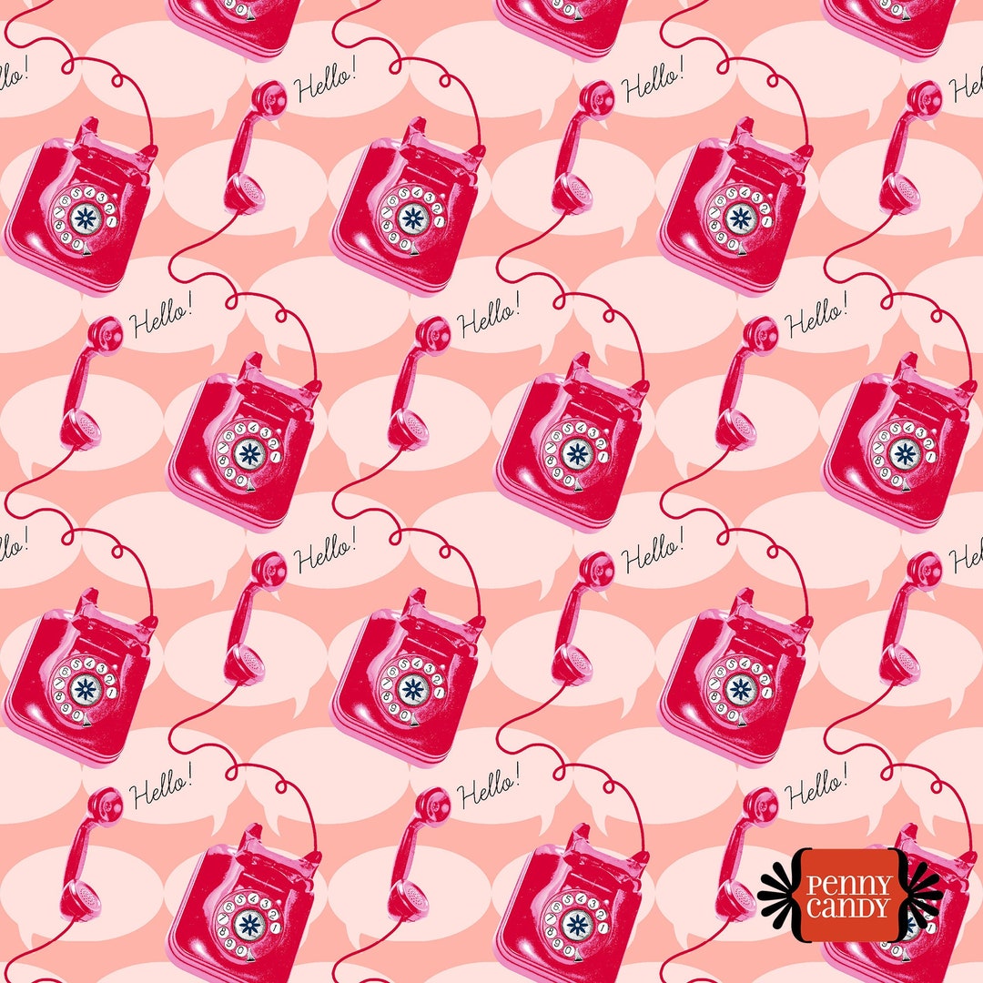 VINTAGE Rotary TELEPHONES Retro Digital SEAMLESS Repeat Pattern for ...