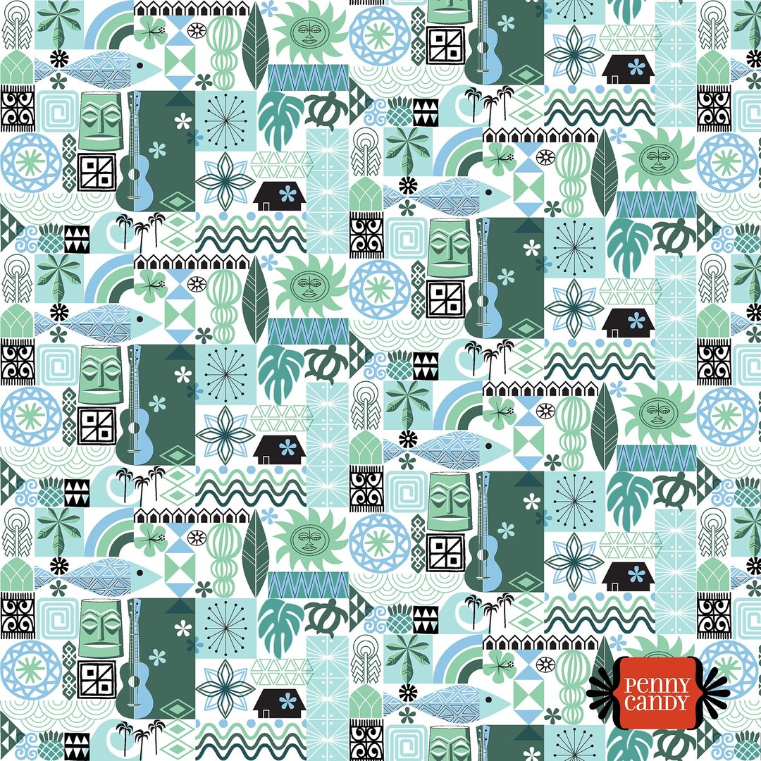 HAWAIIAN Midcentury Modern Digital SEAMLESS Repeat PATTERN for ...