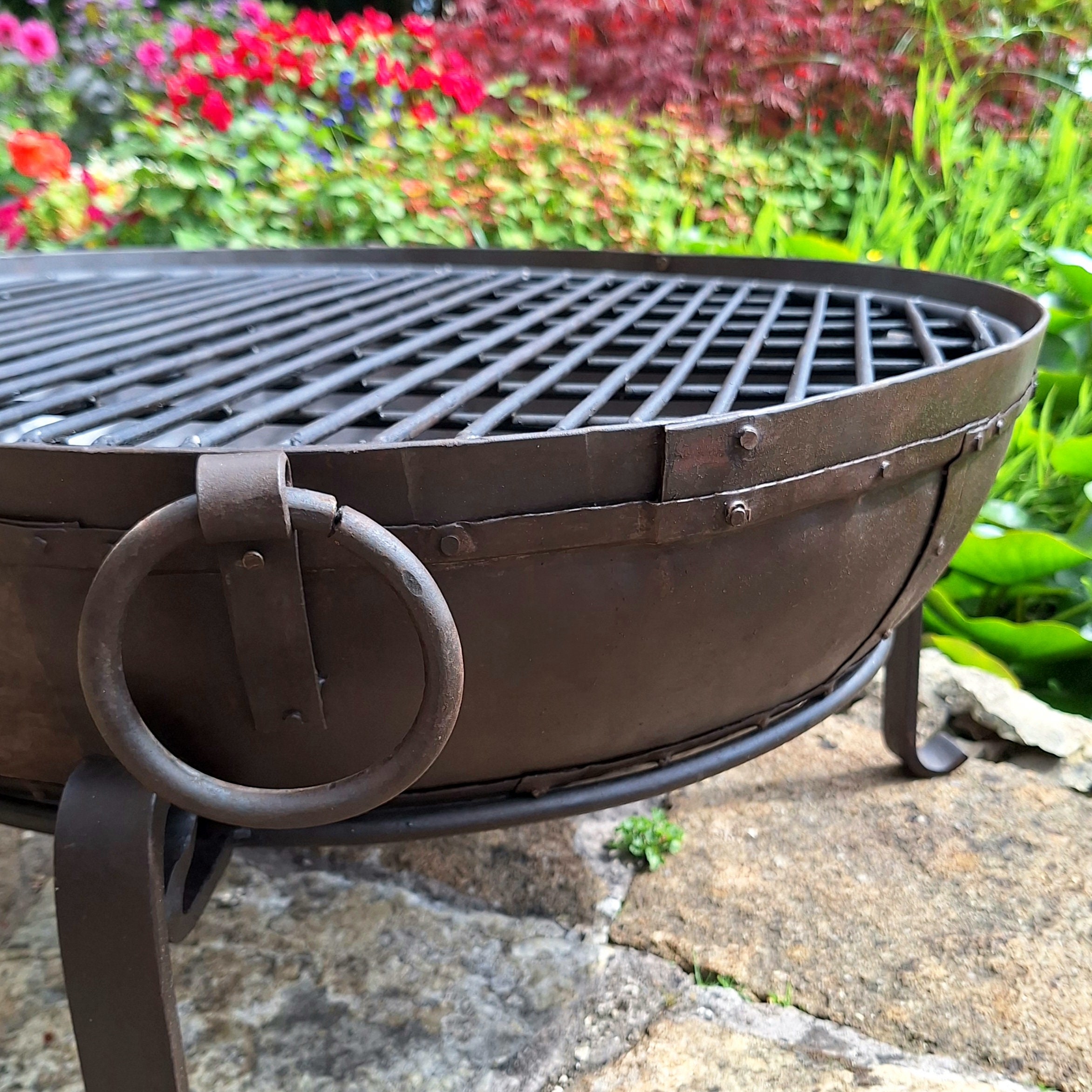 80cm Fire Pit / Fire Bowl - Handmade Indian Kadai BBQ With Stand ...