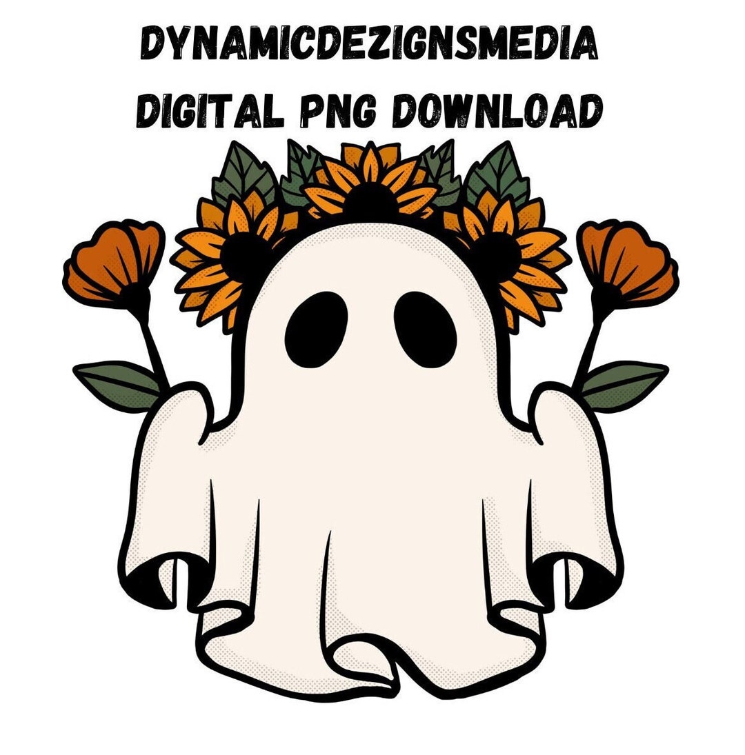 Fall Ghost Flower Png | Digital PNG | Digital Design | Retro Fall - Etsy