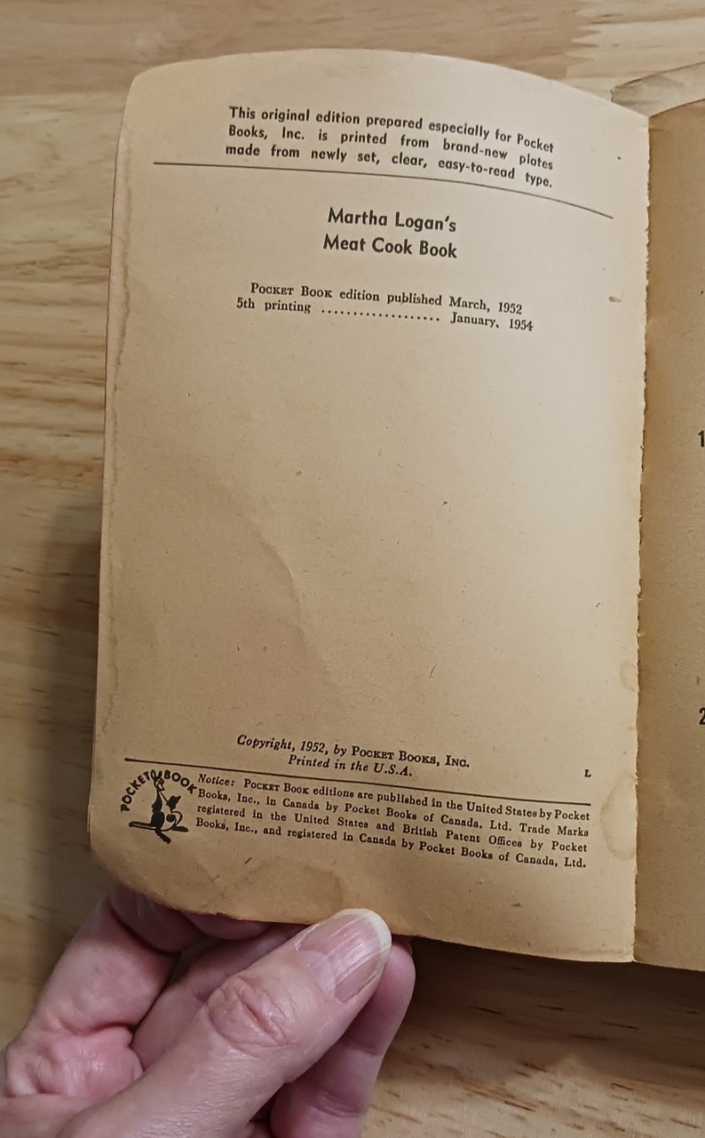 COOKBOOK Vintage 1952 Martha Logan's Meat Cook Book - Etsy