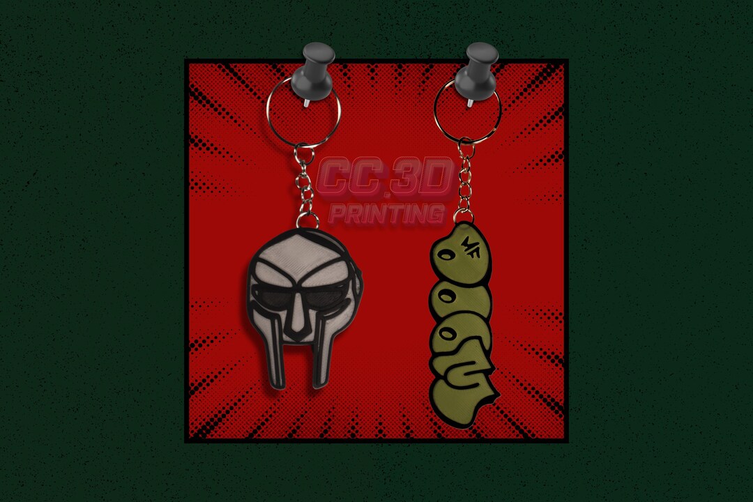 MF DOOM Mask and Graffiti Keychain Bundle | Custom Merch Keychain | 3D ...