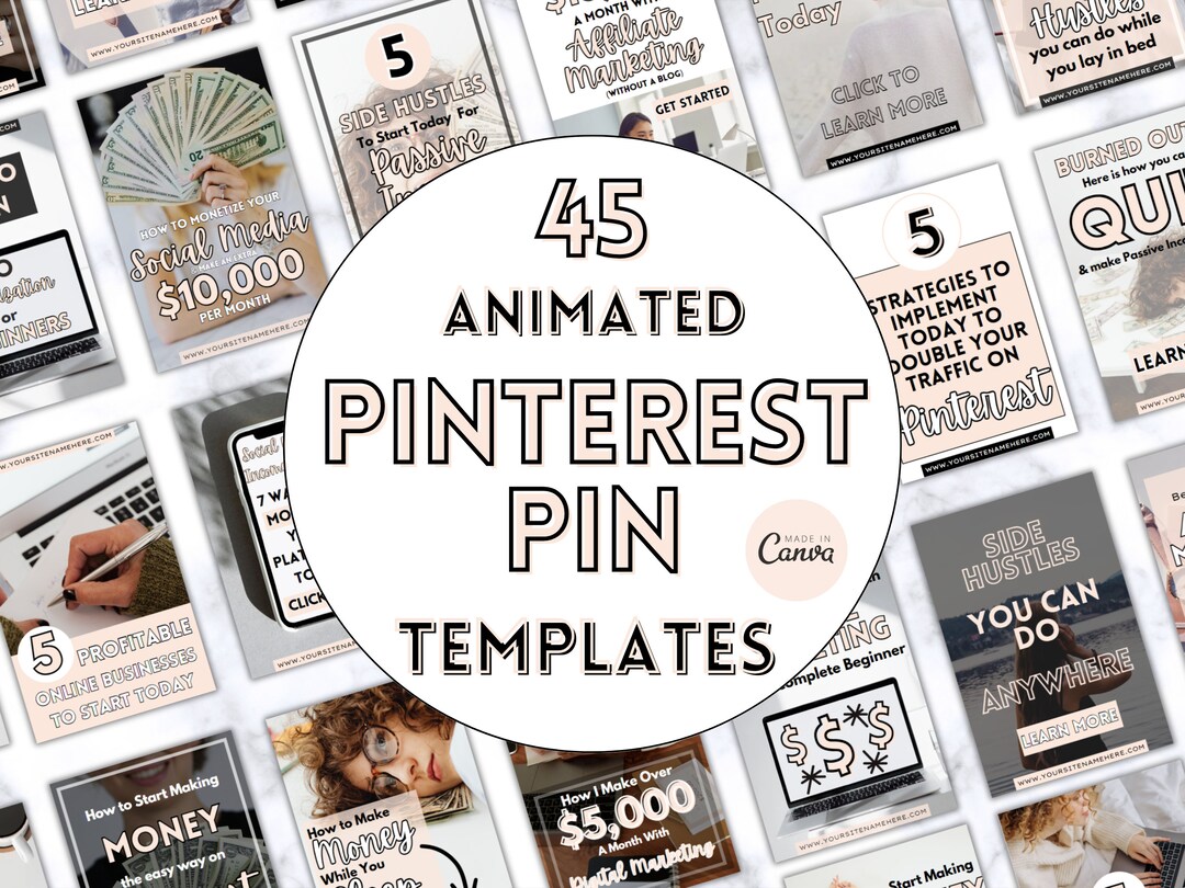 45 Animated Pinterest Templates for Canva - Peach Pinterest Pin ...