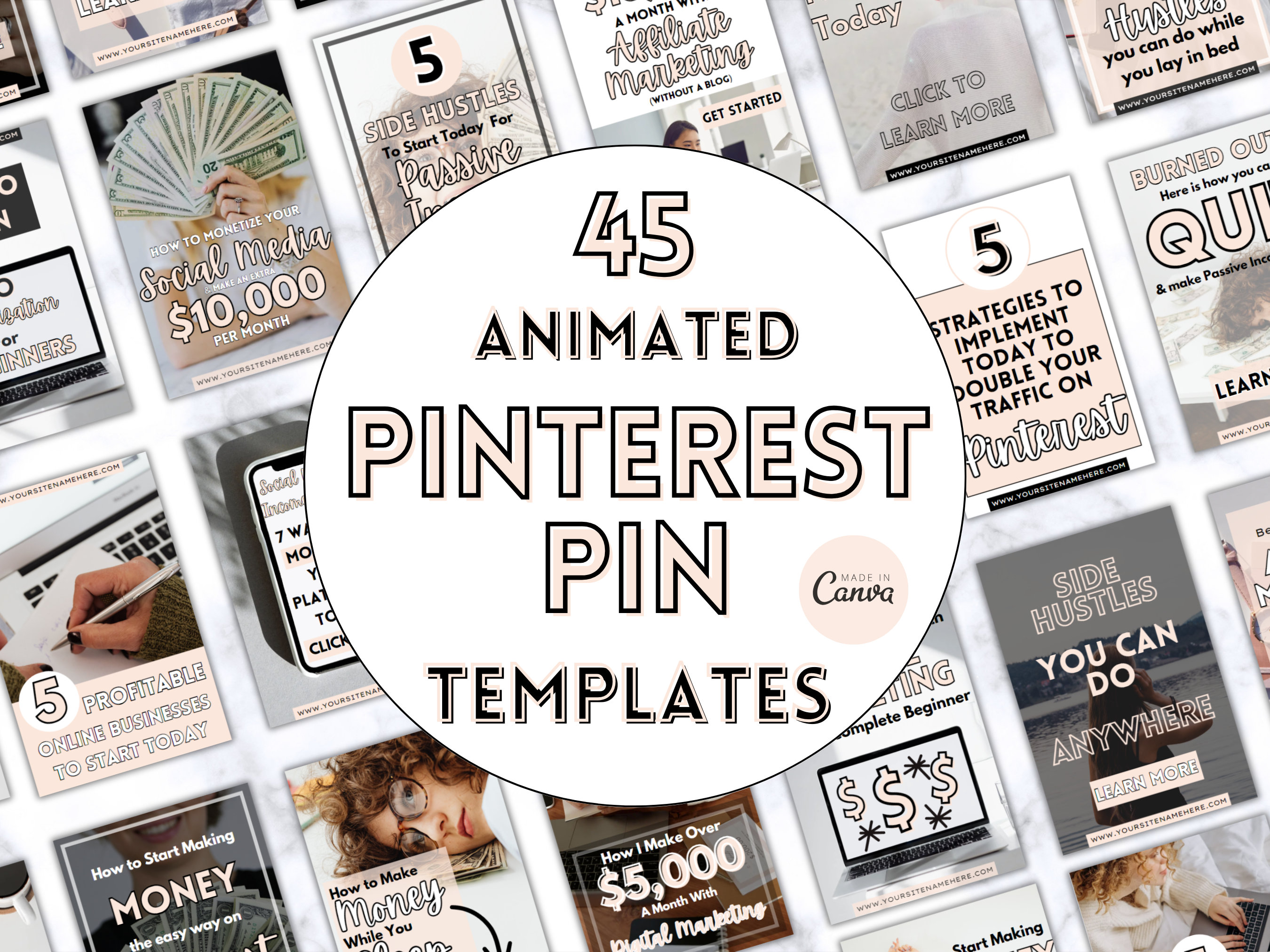 45 Animated Pinterest Templates for Canva - Peach Pinterest Pin ...