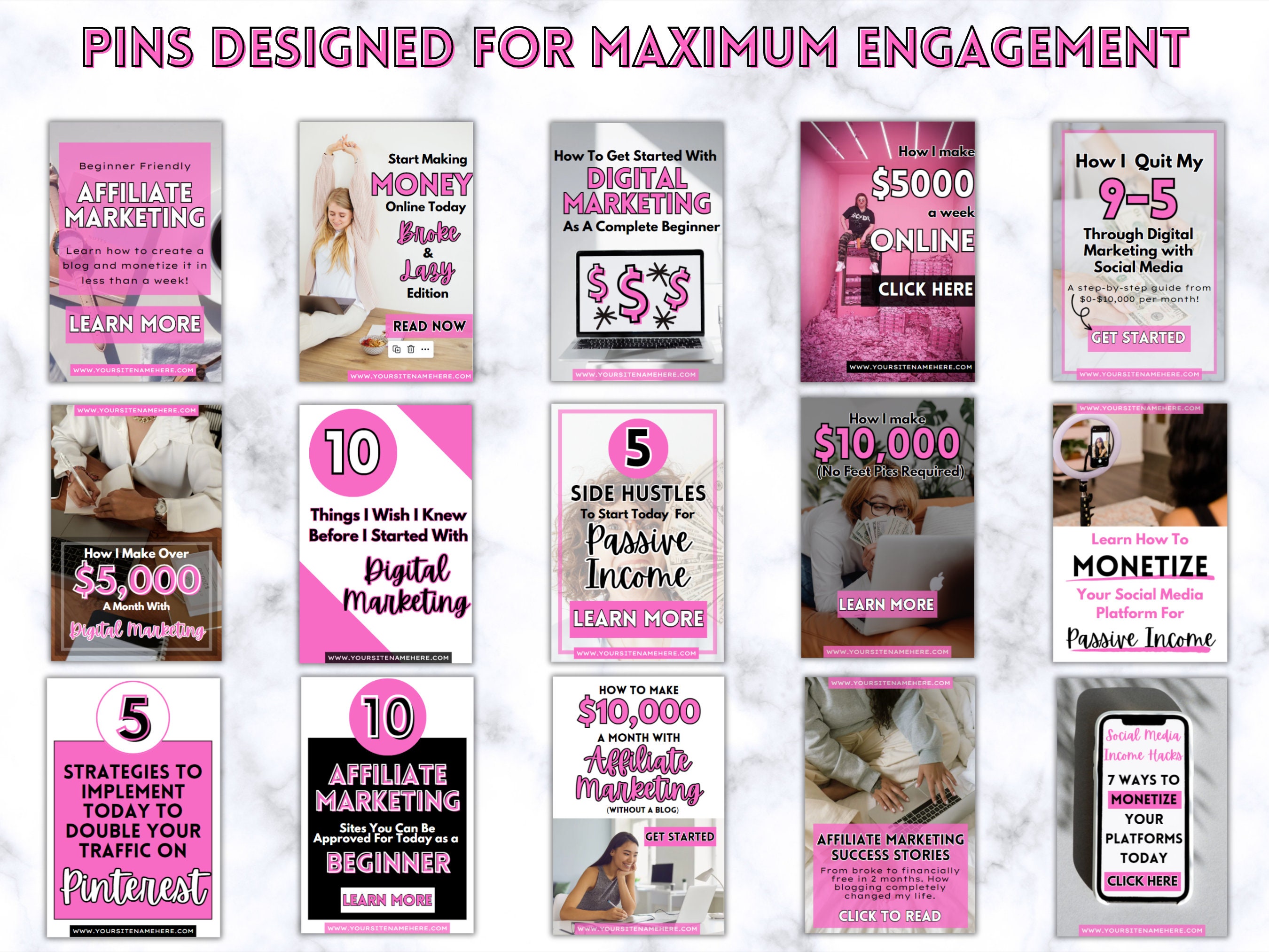 45 Animated Pinterest Templates for Canva - Pink Pinterest Pin ...