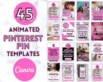 45 Animated Pinterest Templates for Canva Pink Pinterest Pin Templates ...