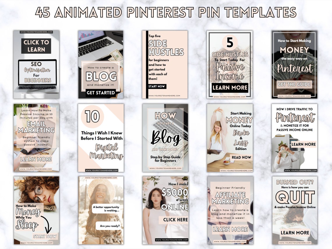 45 Animated Pinterest Templates for Canva - Peach Pinterest Pin ...