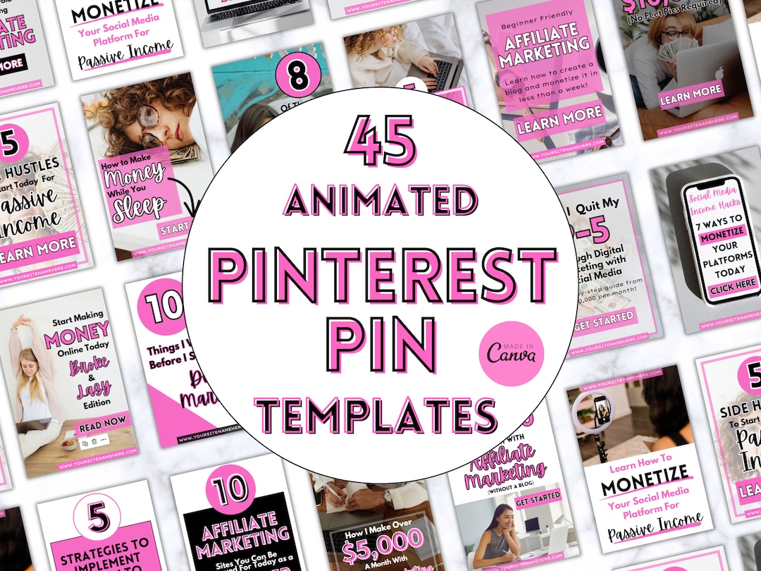 45 Animated Pinterest Templates for Canva - Pink Pinterest Pin ...