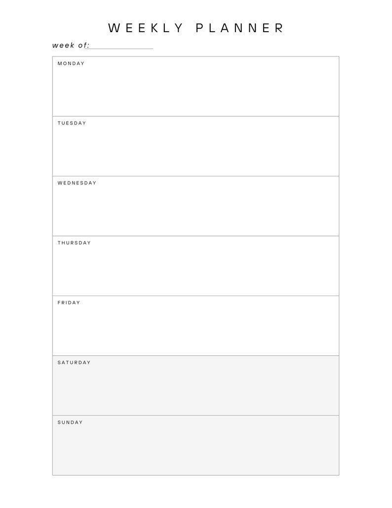Minimalist Weekly Planner Printable | Instant Download Stay Organized ...