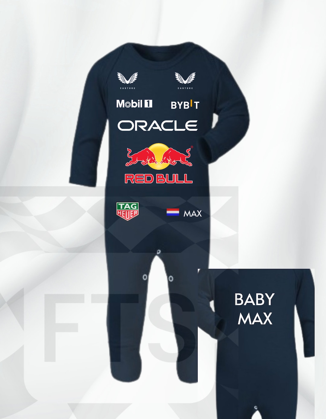 Personalised Formula 1 Red Bull Baby Rompersuit F1 Red Bull Sleepsuit Grand Prix Racing Baby ...