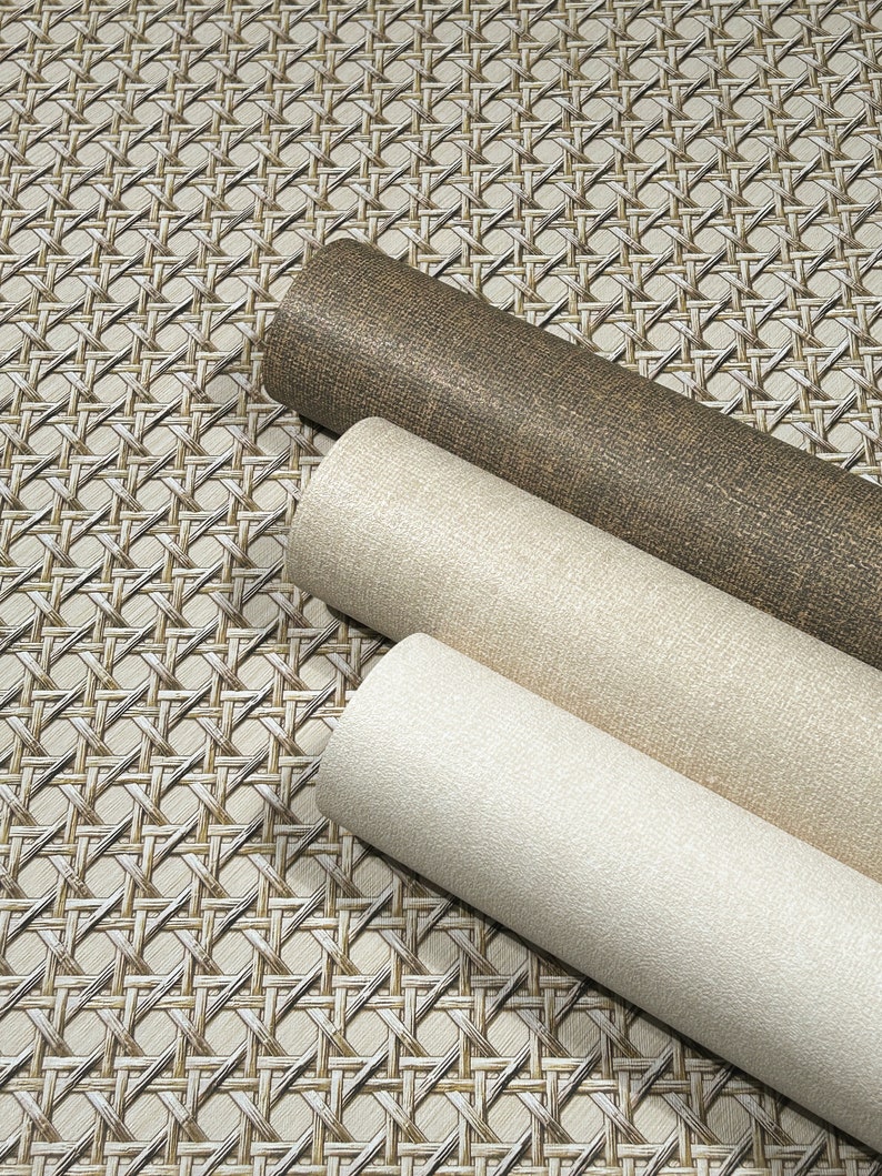 Cane Webbing Wallpaper Premium Natural Rattan Cane Webbing Effect for ...