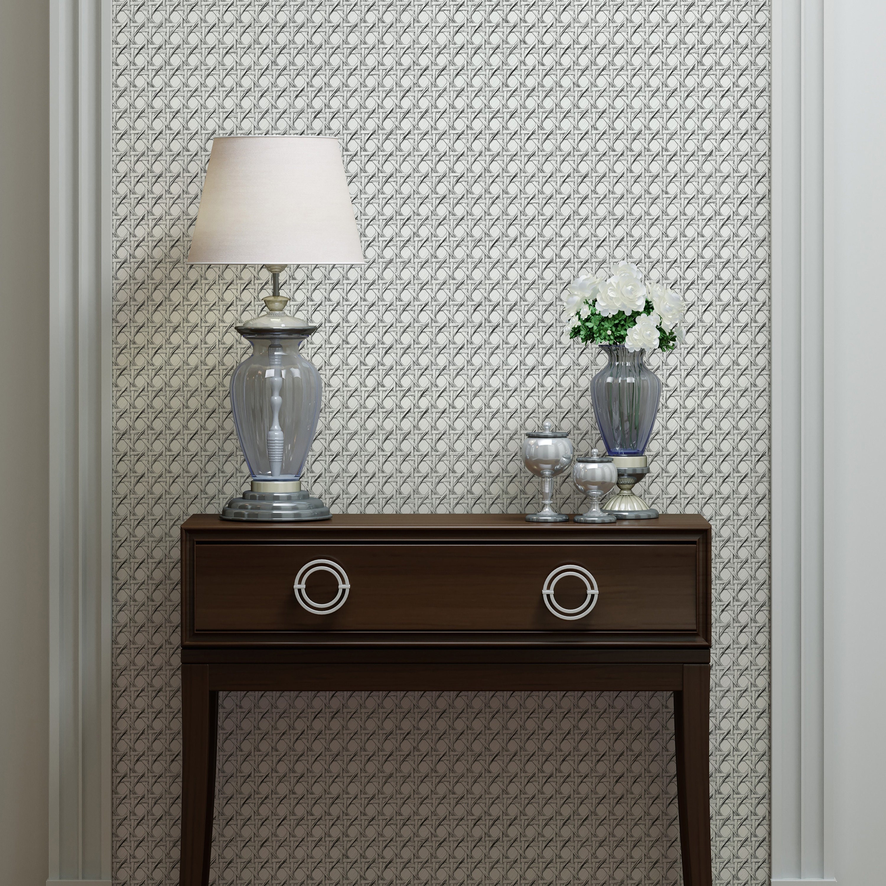 Gray Cane Webbing Wallpaper - Textured 3D Wallcovering - Etsy