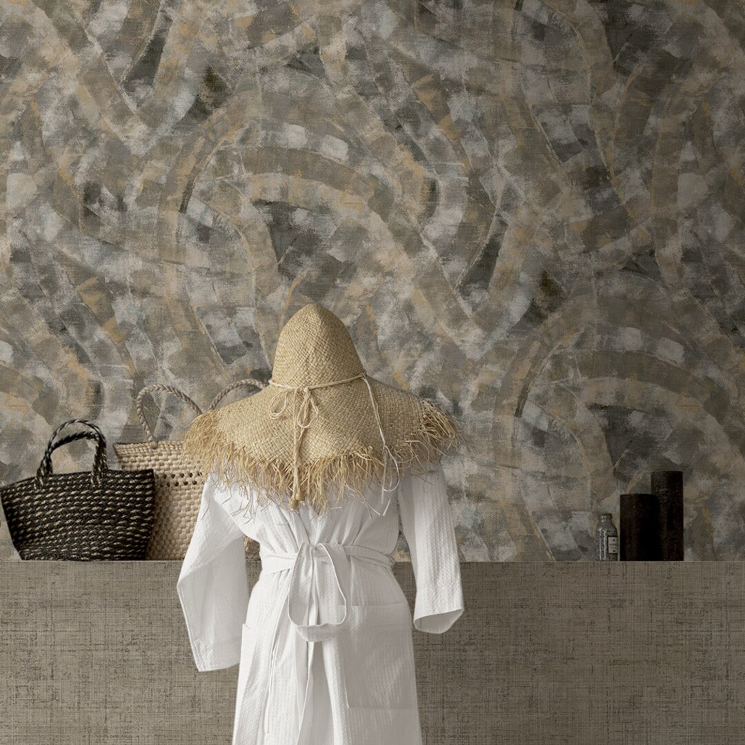 Abstract Rustic Boho Wallpaper Mural Design Brown Textured 3D ...