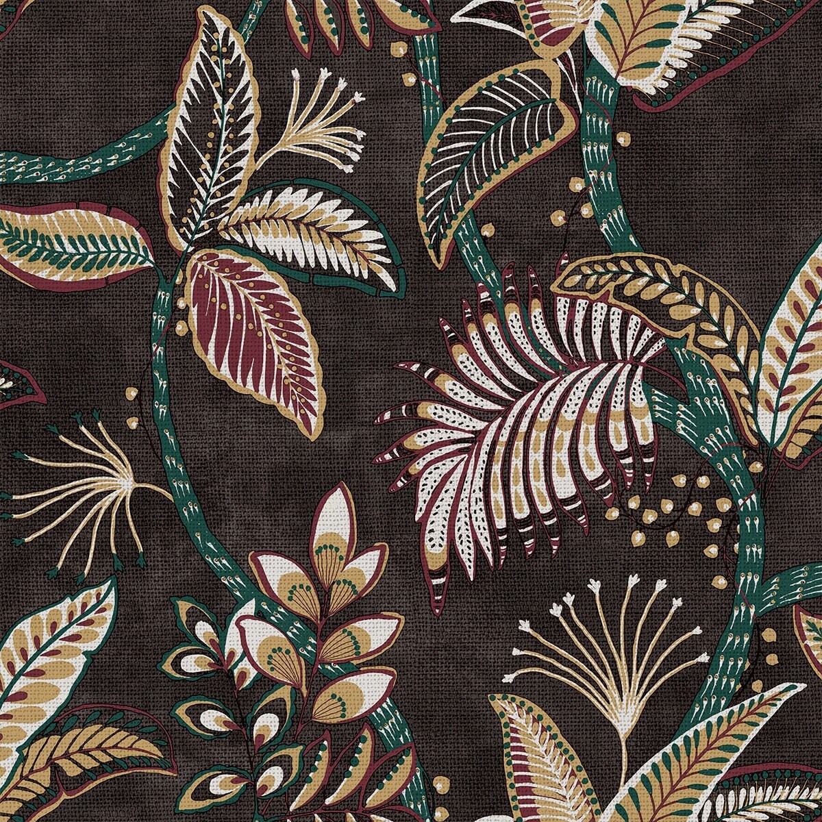 Jacobean Wallpaper Tropical Botanical 3D Textured Wallpaper Brown - Etsy