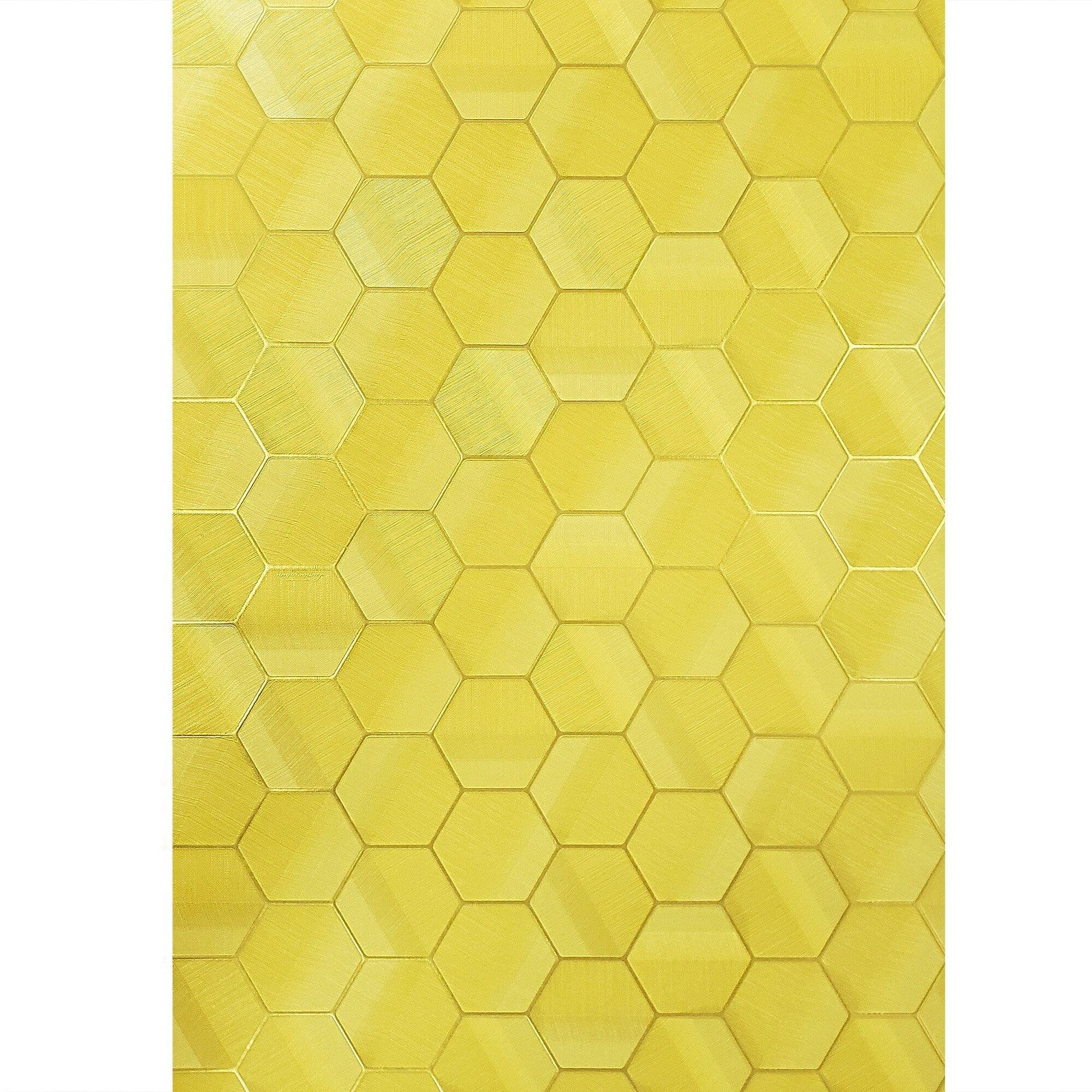 Yellow Bumblebee Hexagon Pattern Thick Faux Grasscloth Texture ...