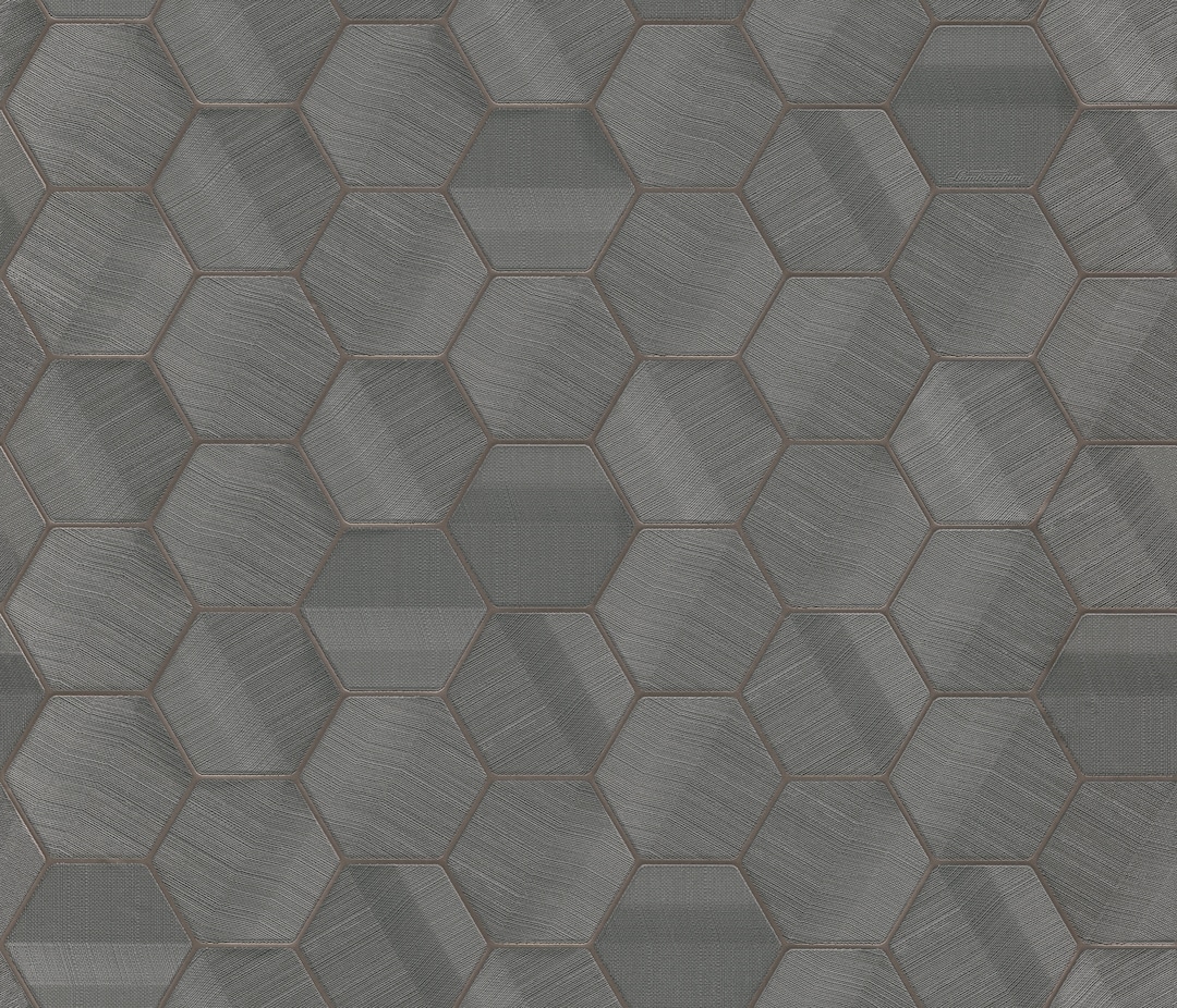 Dark Gray Hexagon Pattern Thick Faux Grasscloth Texture Wallpaper 3D ...
