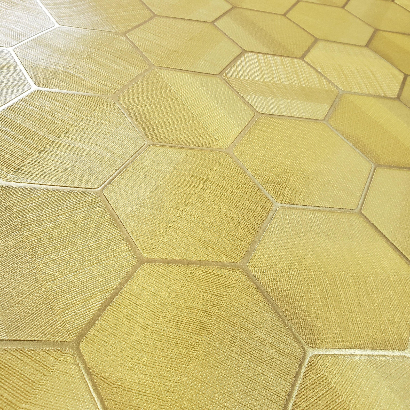 Yellow Bumblebee Hexagon Pattern Thick Faux Grasscloth Texture ...