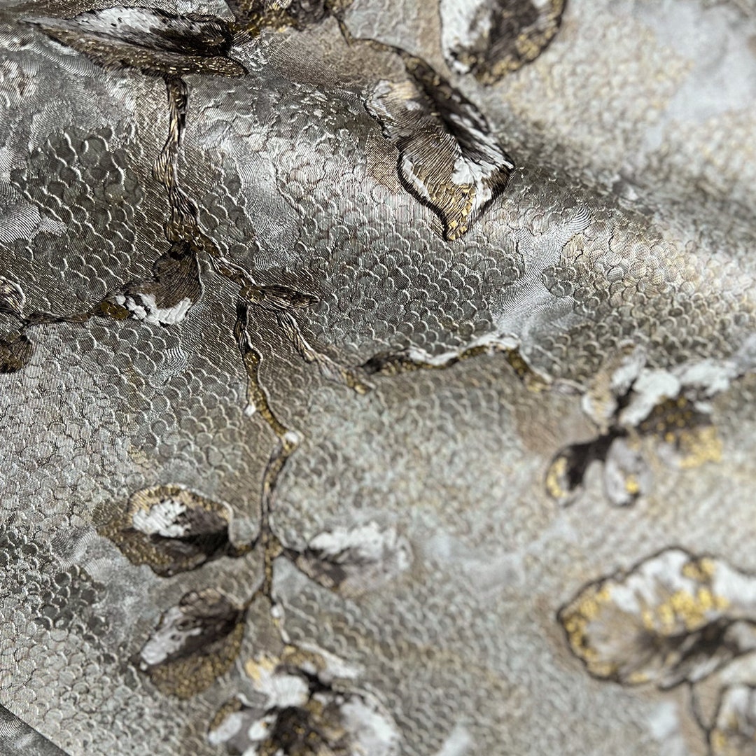 Metallic Gold Embossed Floral Scales Wallpaper 3D Textured Wallpaper ...