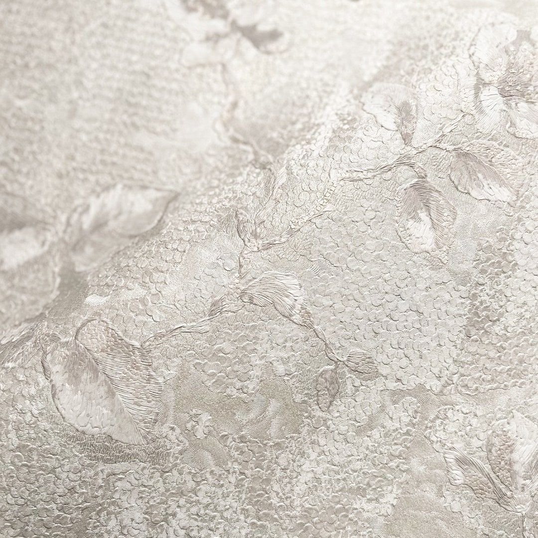 Embossed Floral Wallpaper: Metallic Ivory, Textured 3D Vinyl - Etsy