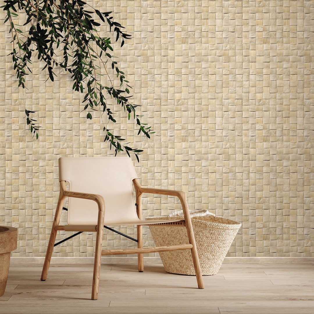 Rattan Palm Woven Basketweave Effect Traditional Wallpaper 3D Textured ...