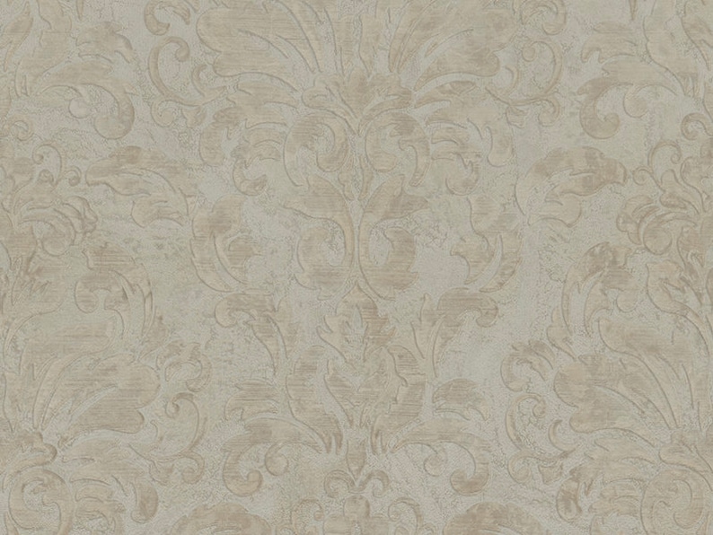 Beige Damask Wallpaper, 3D Embossed Textured Wallcovering - Etsy
