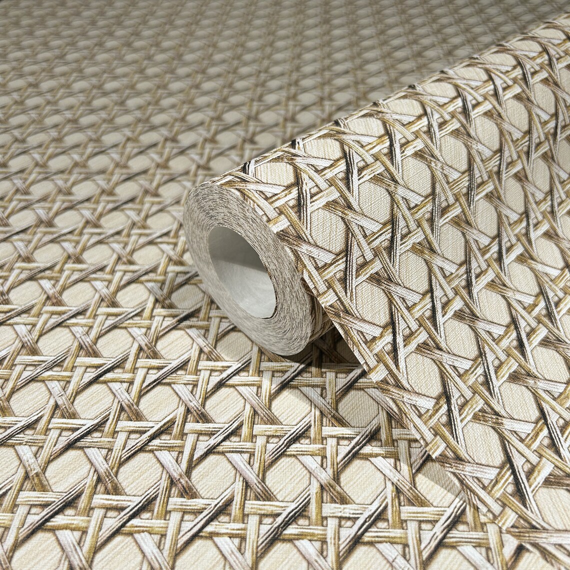 Papier peint en rotin naturel de qualité supérieure, effet toile de ...