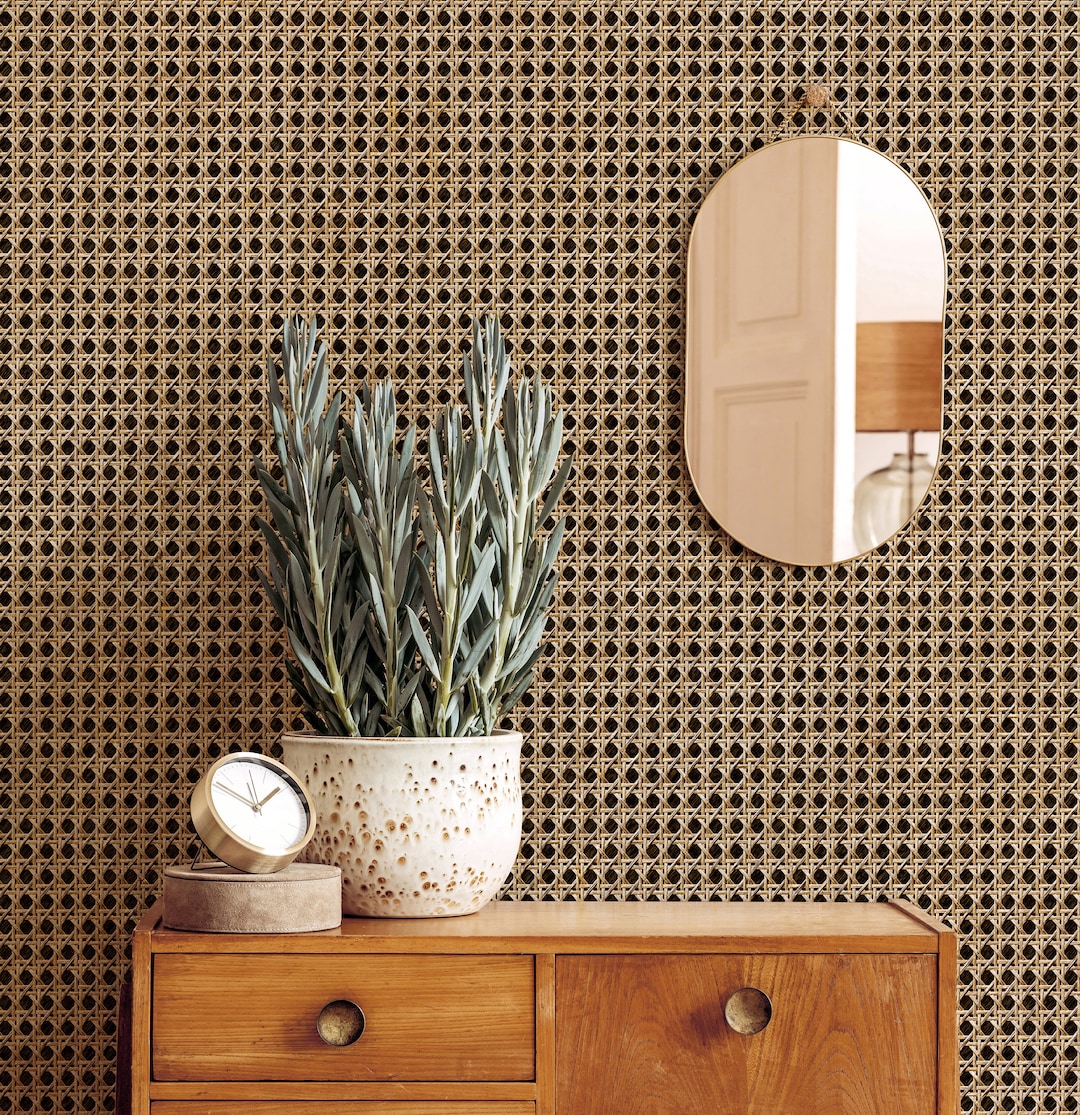 Cane Webbing Wallpaper Premium Natural Rattan Cane Webbing Effect for ...