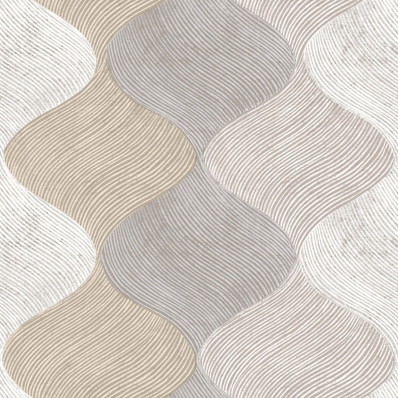 Geometric Wave Wallpaper, Moroccan Inspired Pattern Wallpaper - Gray ...