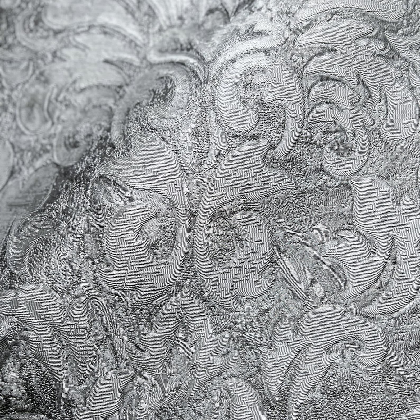 Silver Gray Embossed Damask Wallpaper 3D Textured Wallcovering Perfect ...