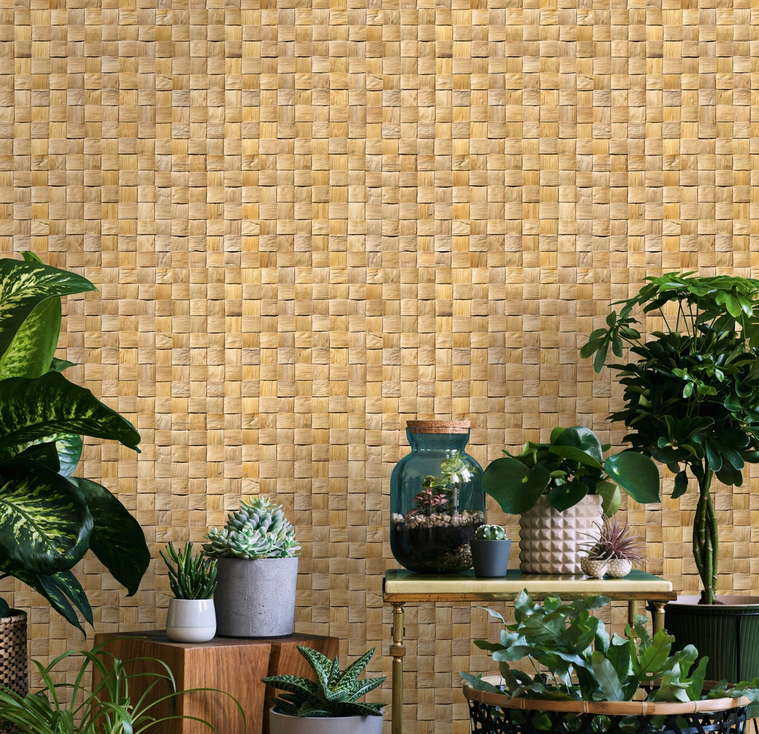 Rattan Palm Woven Basketweave Effect Traditional Wallpaper 3D Textured ...