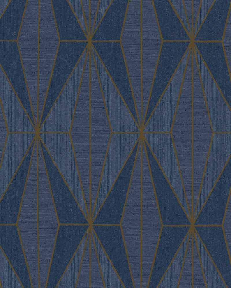 Gold Geometric Diamond Pattern Blue 3D Textured Wallpaper - Etsy