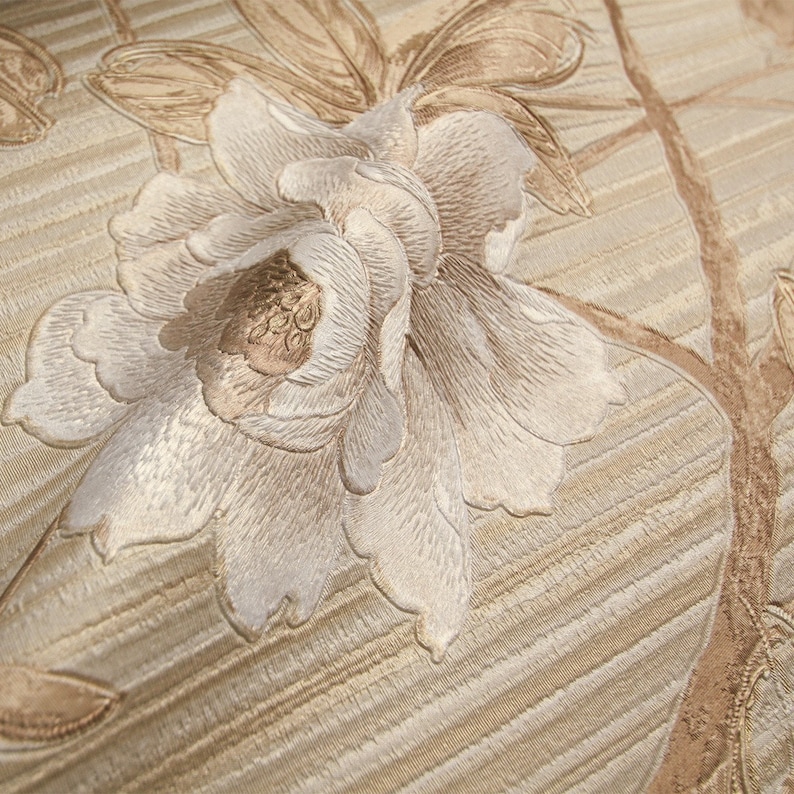 Embossed Floral Wallpaper 3D Textured Vinyl Wallcovering - Etsy
