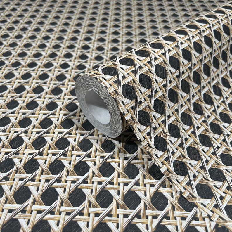 Cane Webbing Wallpaper Premium Natural Rattan Cane Webbing Effect for ...