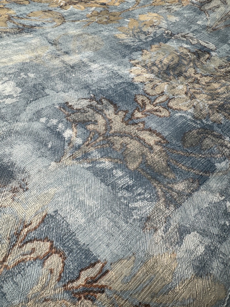 Blue Vintage Rustic Look Damask Wallpaper 3D Textured Vinyl ...