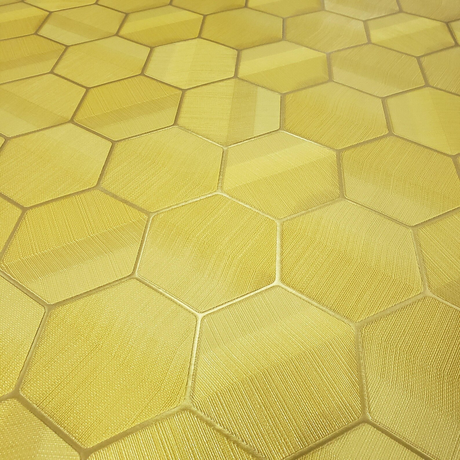 Yellow Bumblebee Hexagon Pattern Thick Faux Grasscloth Texture ...