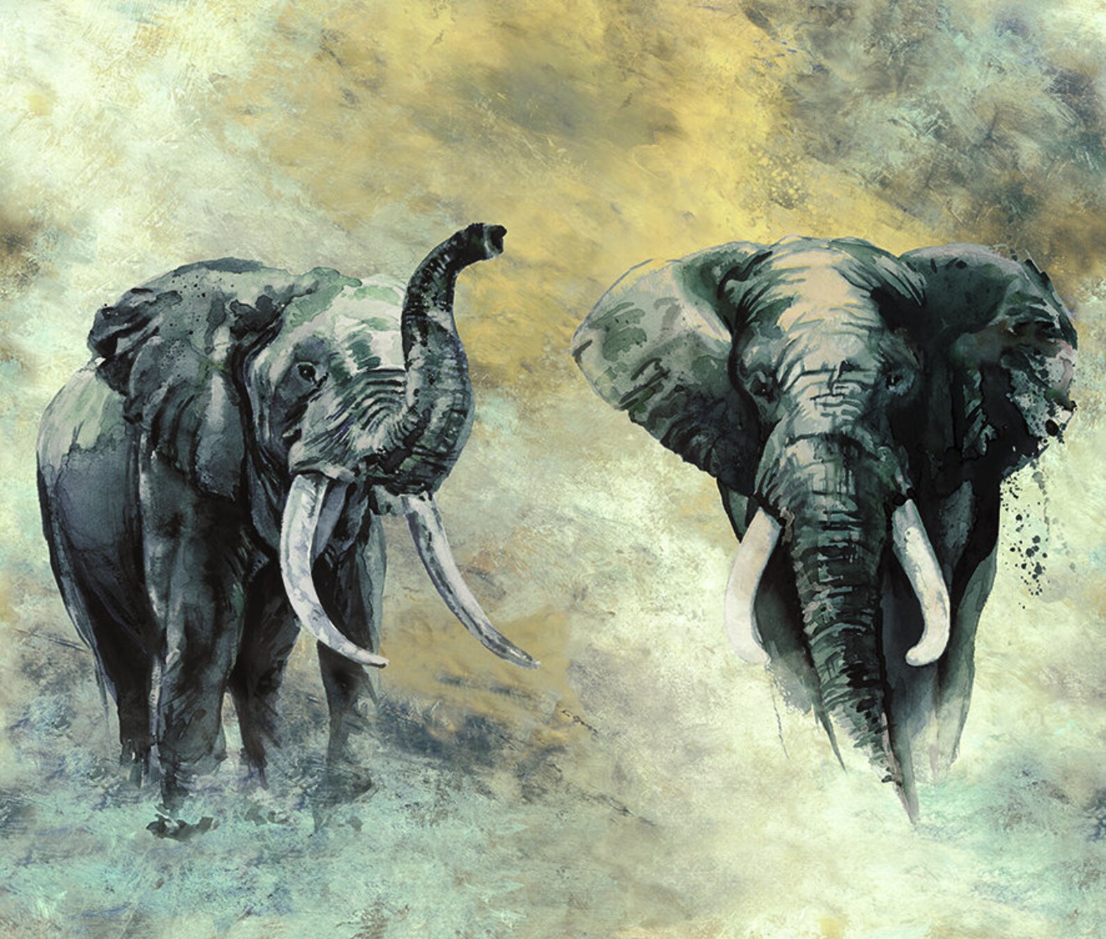 Elephants Wall Mural Ancient Cinematic Safari Vibes Wallpaper 3D ...